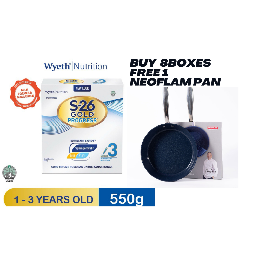 BUY 8 FREE PAN WORTH RM126 - EXP AUG 2026 Wyeth S26 Gold Progress Step 3 (550g). | Shopee Malaysia