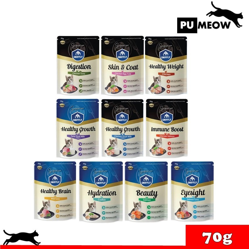 Sniffly Superior Functional Cat Wet Food Pouch - 50g (Wet Food, Makanan ...