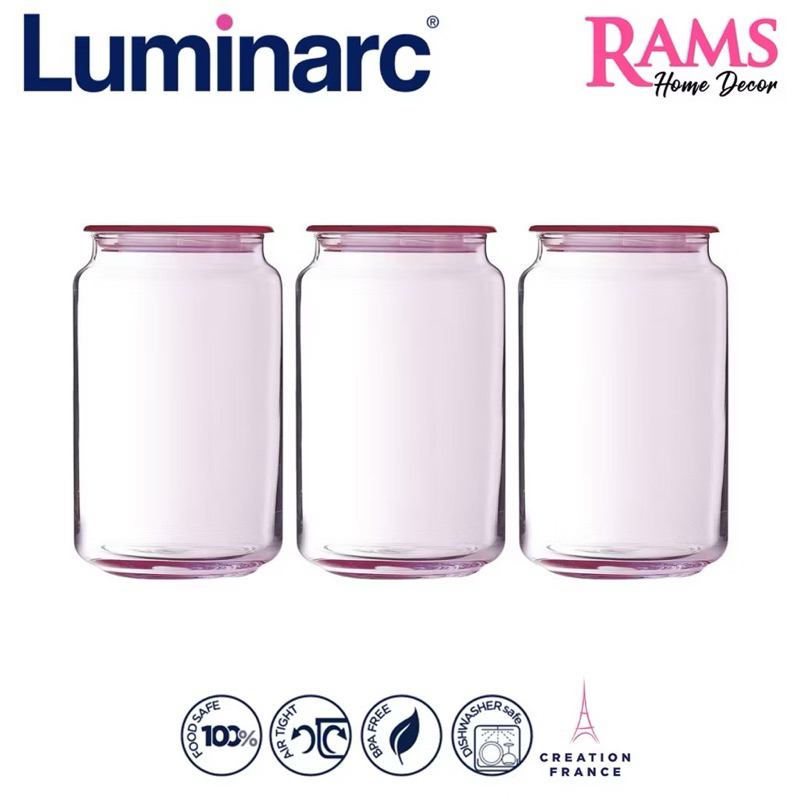 Luminarc 3 Pcs 1000ML Rondo Jar Set / Airtight Glass Canister Set ...