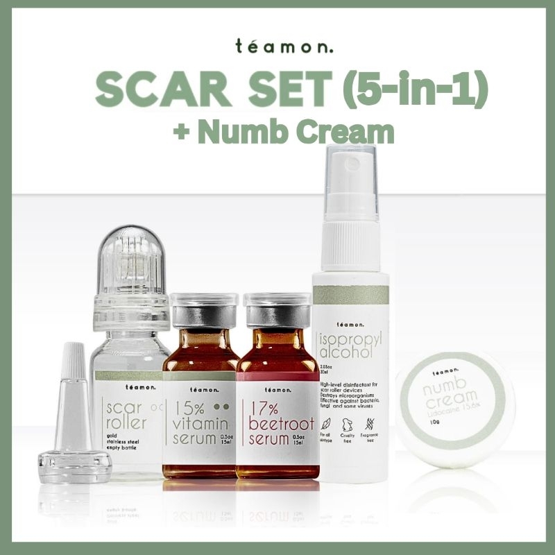 Teamon Scar Roller Set Skincare with Guava Vitamin C Serum | Beetroot ...