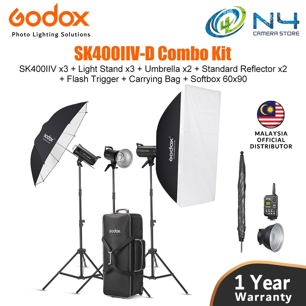 Godox SK400II-V Studio Flash Monolight Set with Softbox and Light Stand ...