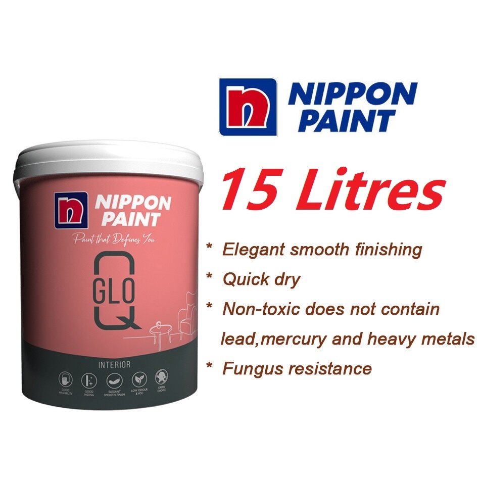 MKR 15L Nippon Paint Q-Glo Q Glo Interior Wall Paint Mid Sheen | Shopee ...