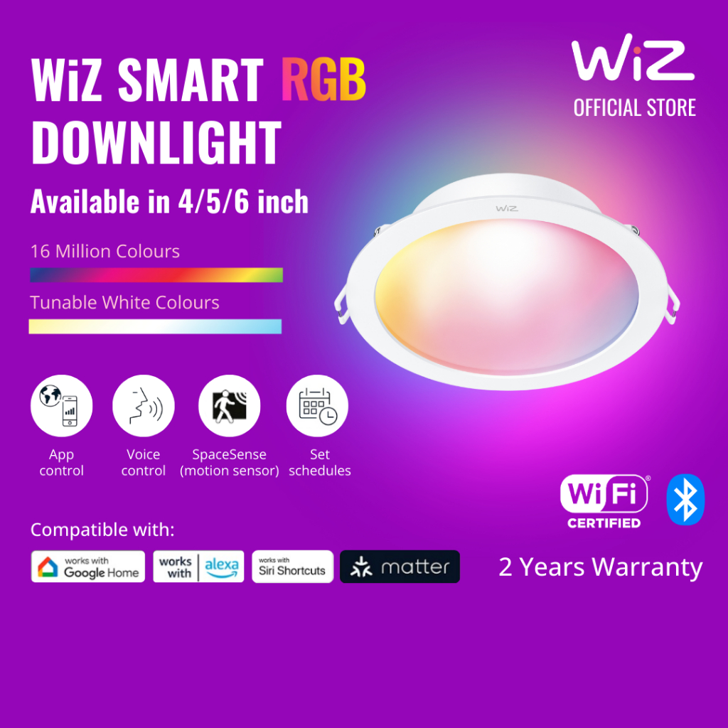 WiZ Tunable Downlight - RGB (9W - 17W) | (4 - 6 Inch) | Shopee Malaysia