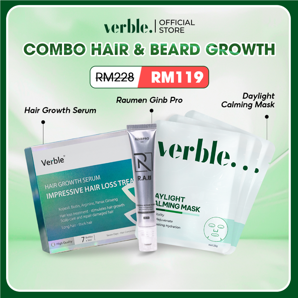 VERBLE Combo Hair & Beard Growth Hair Growth Serum+ Ginb Pro + Daylight ...