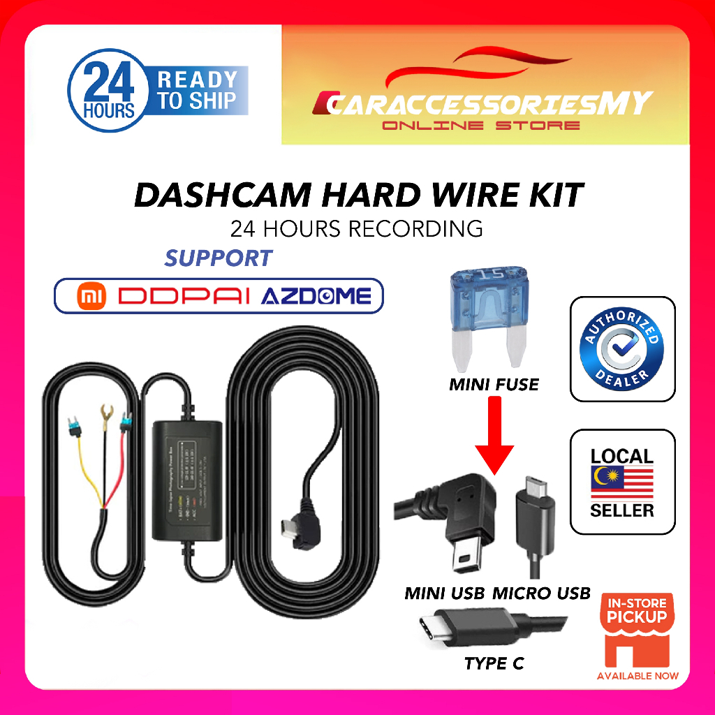 Hard Wire kit Fuse Box Car Recorder Type C Mini micro USB dvr dashcam ...