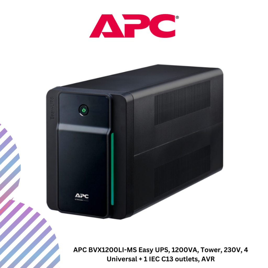 APC BVX1200LI-MS Easy UPS, 1200VA, Tower, 230V, 4 Universal + 1 IEC C13 outlets, AVR | Shopee ...