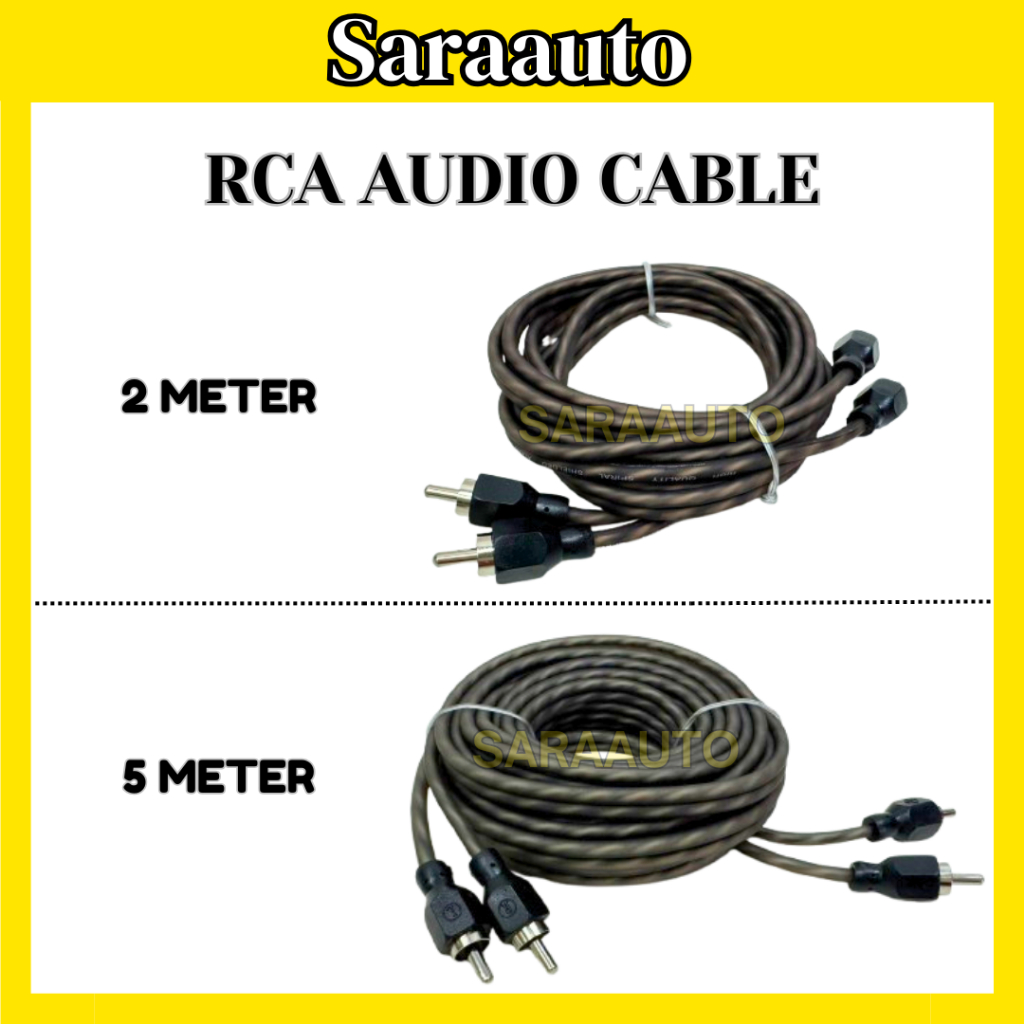 RCA 5 Meter 2 Meter Plug Car Audio System Amplifier Braided Copper Cable | Shopee Malaysia