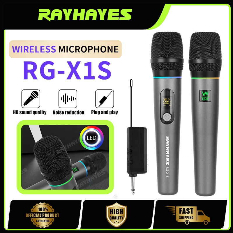 RAYHAYES RG-X1S UHF Wireless Microphone RGB LED Karaoke Microphone ...