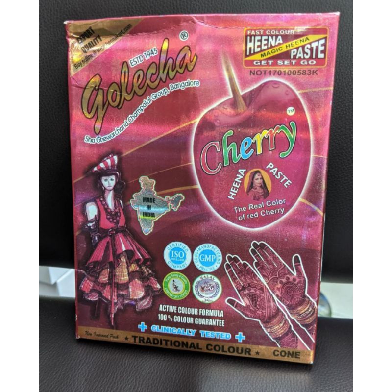 Inai Golecha Cherry Henna Cone Halal 1Box (12pcs) | Shopee Malaysia