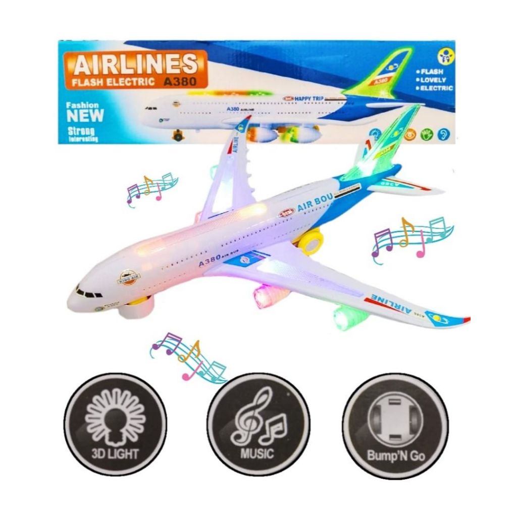 Kids Toys Airbus A380 Airplane Model Aeroplane Flash Electric Toy ...