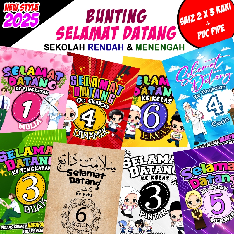 Bunting Banner Selamat Datang ke kelas keceriaan kelas Sekolah Rendah ...