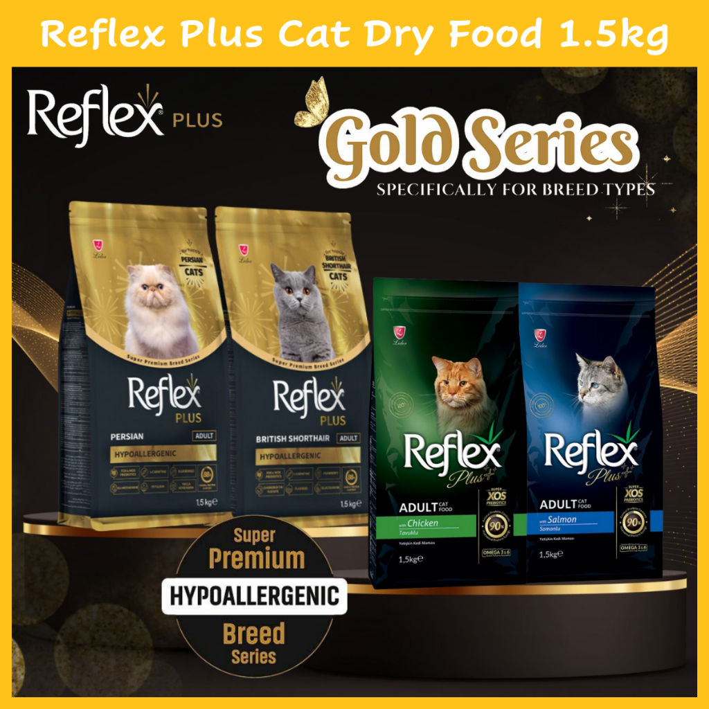 Reflex Plus 1.5kg Gold Cat Dry Food Kitten BSH Persian Gold Series ...