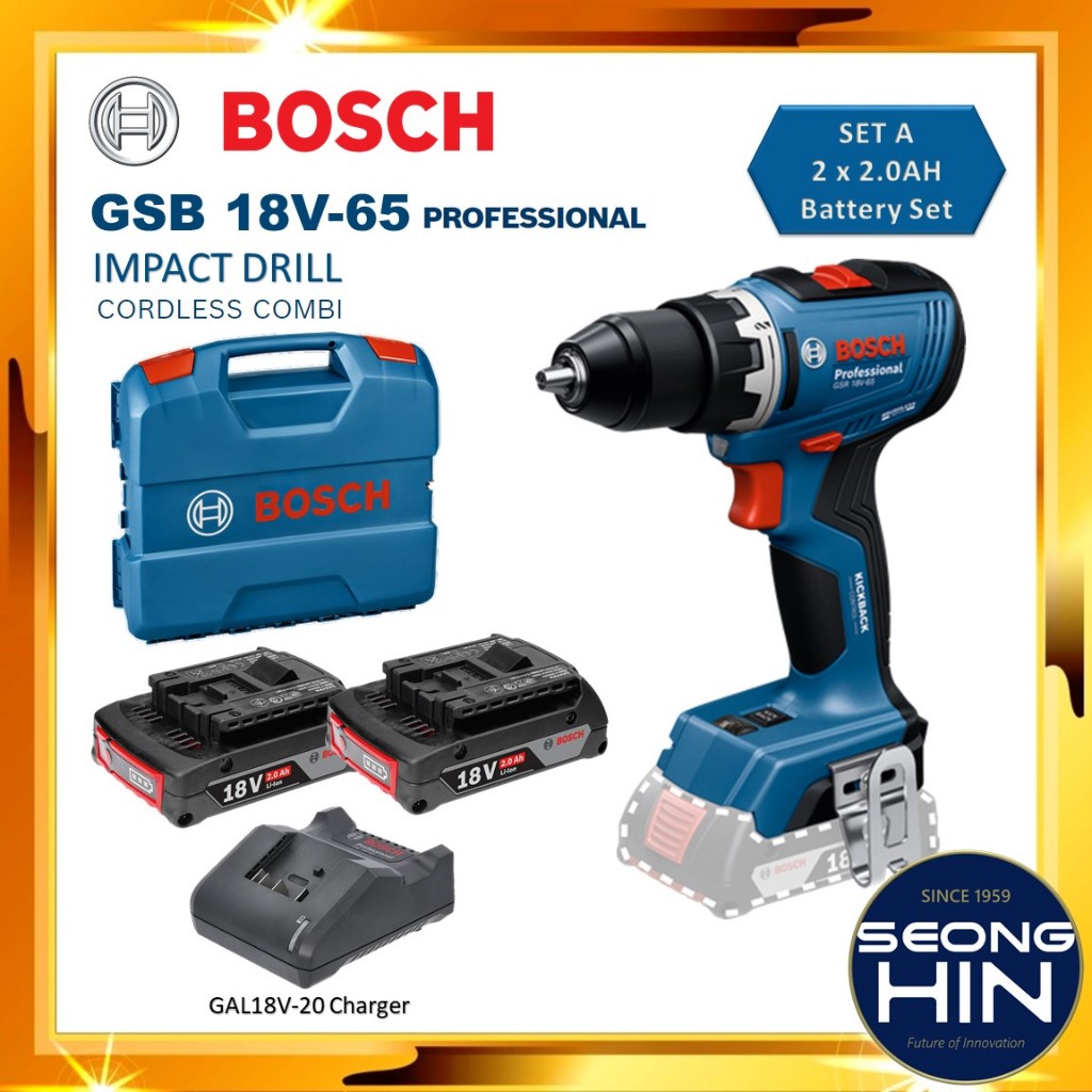 BOSCH GSB 18V-65 18V Cordless Impact Drill / DRIVER GSB18V-65 Gerudi Impak Bateri Dril | Shopee ...