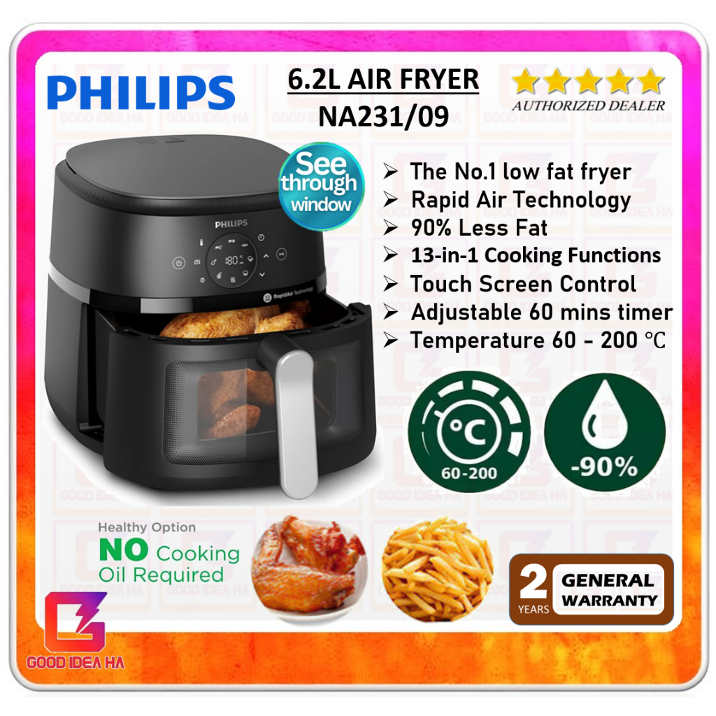 Philips 6.2L Digital Airfryer 2000 series NA231/09 | Shopee Malaysia