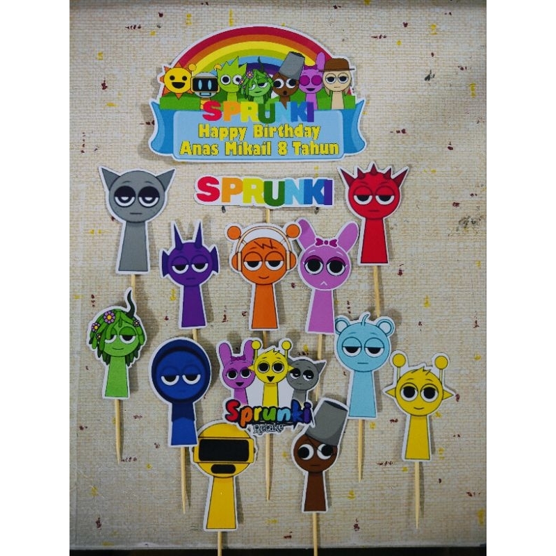 SPRUNKI CAKE TOPPER (FREE ADD NAME) | Shopee Malaysia