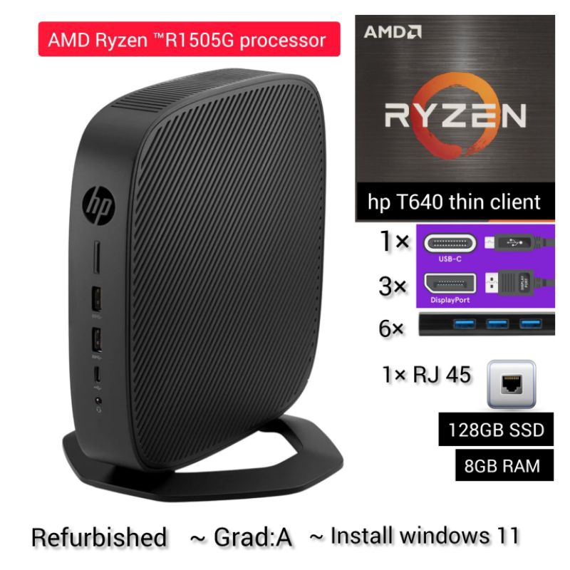 hp T640 thin client AMD Ryzen R1505G 8GB RAM ~ 128GB SSD | Shopee Malaysia