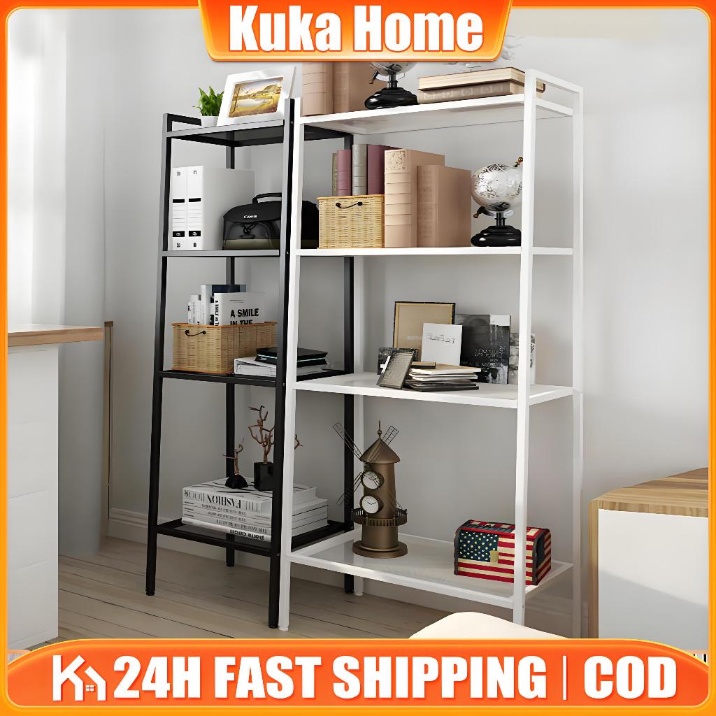 🔥4/5 Tiers Bookshelf Multipurpose Trapezoidal Frame Shelf Metal Kitchen ...