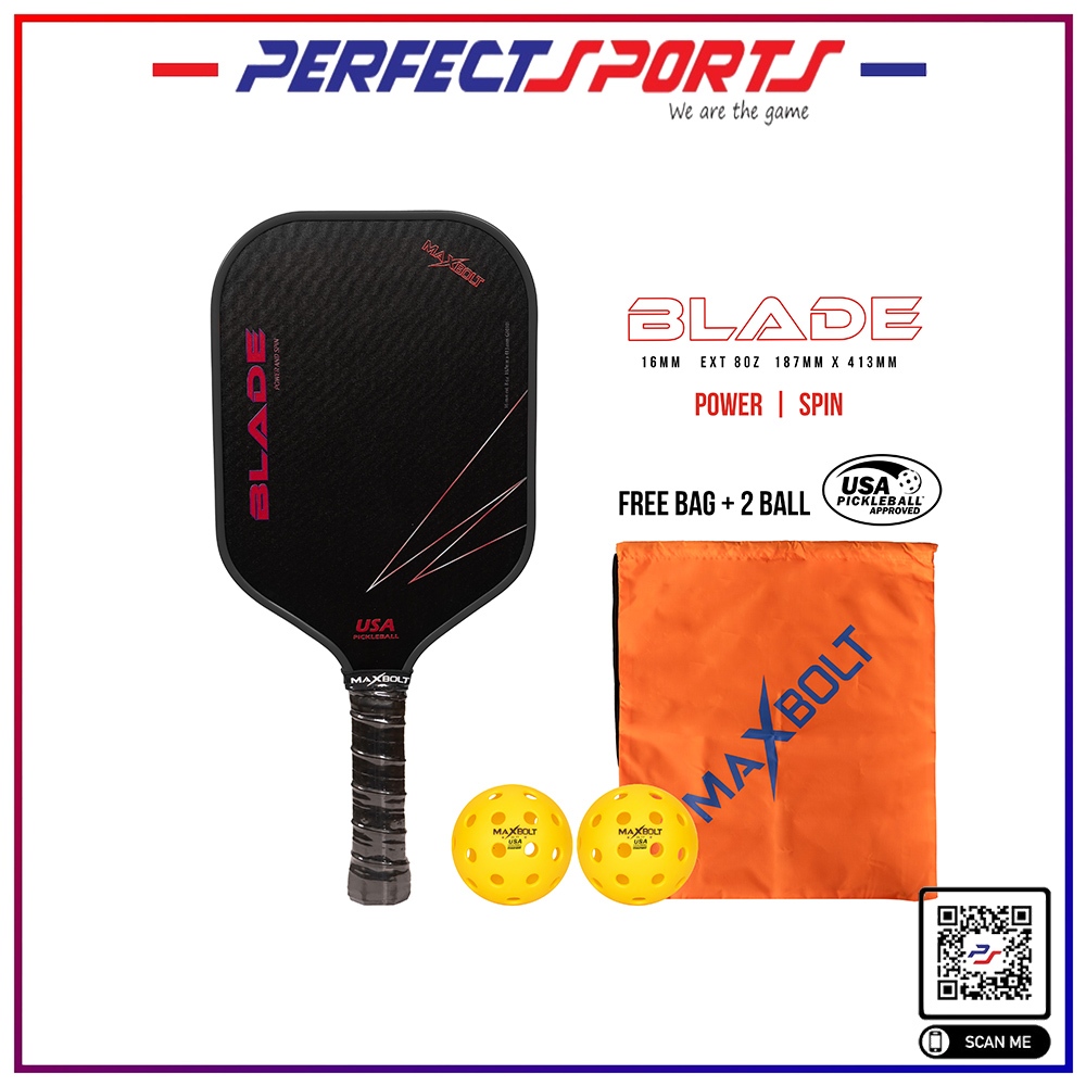 Maxbolt Pickleball BLADE Paddle 16mm Fiberglass Surface (FREE Paddle ...