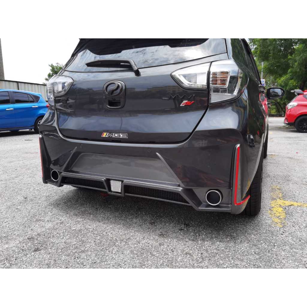 Perodua Myvi 2018 2025 Rear Bumper With LED And 2pcs Exhaust Fiber ...