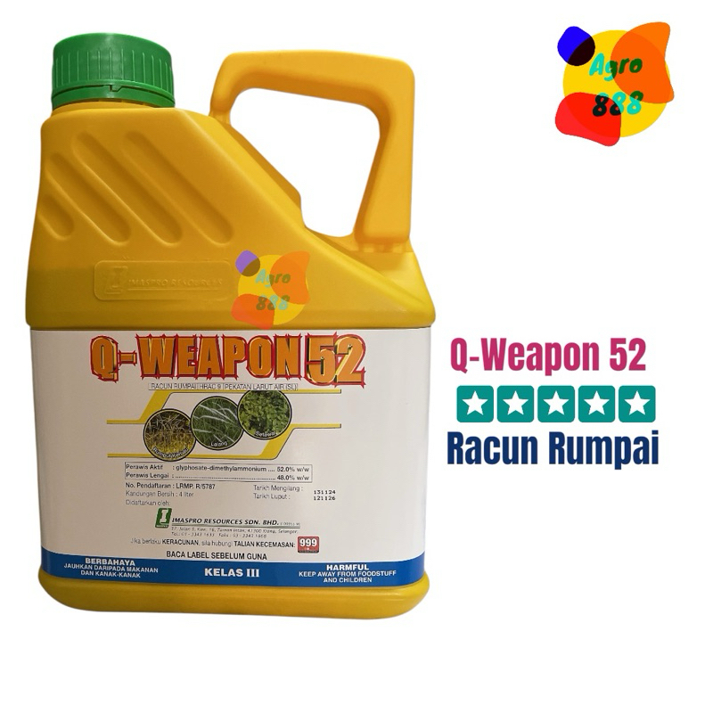 4L Q-Weapon 52 Glyphosate 52% Herbicide Racun Rumput/Sama dgn Krush ...