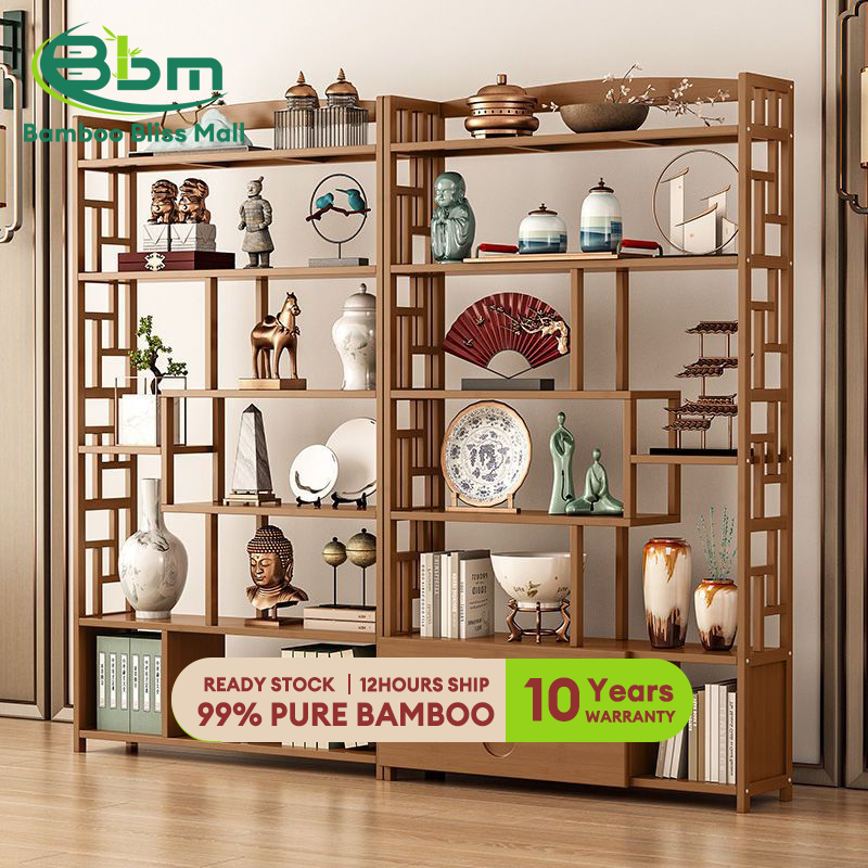 BBM Bamboo Rak Buku Bookcase 80/100CM Divider Display Shelf Cabinet ...