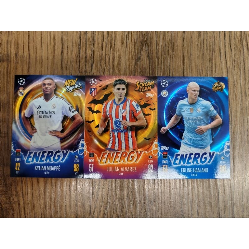 Topps Match Attax UCL 2024/25 Kylian Mbappe, Alvarez & Haaland Energy ...