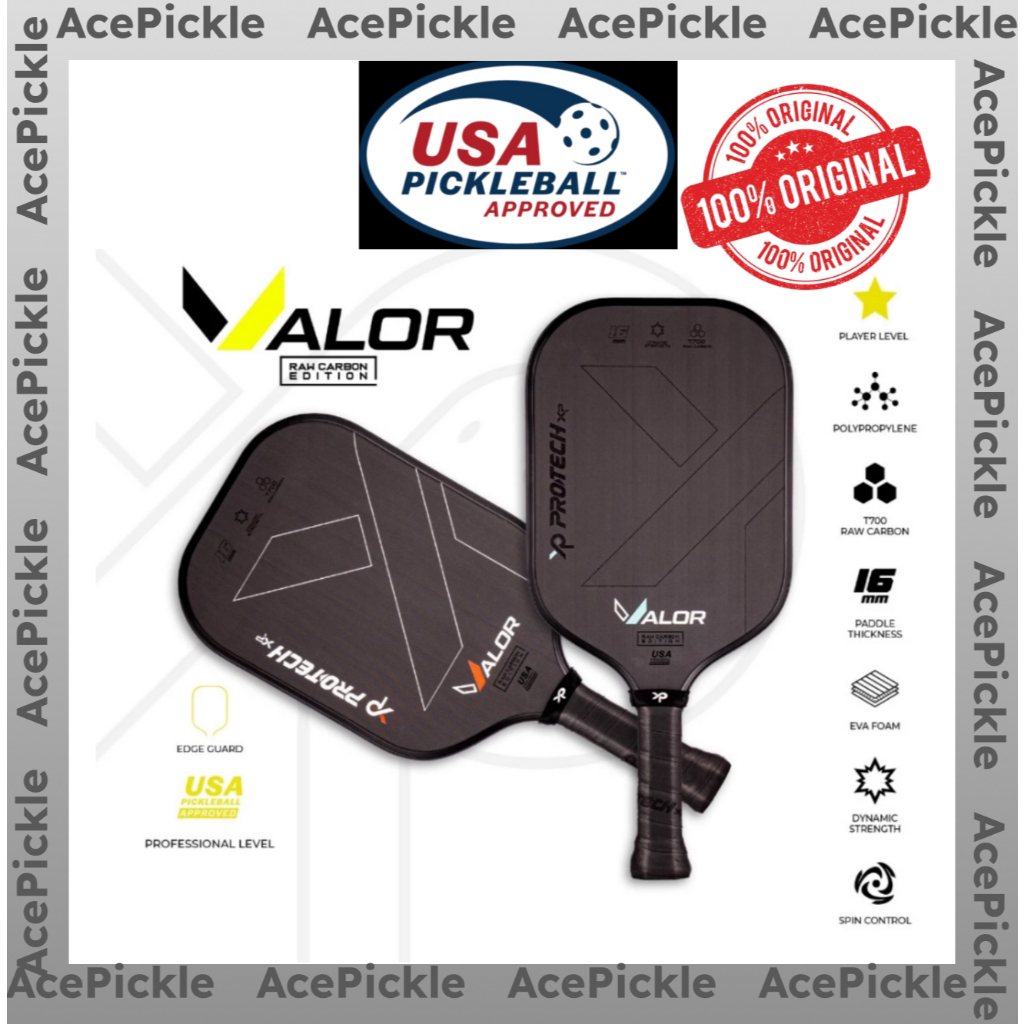 PROTECH XP Pickleball Paddle - VALOR RAW CARBON EDITION (RCE) PRO ...