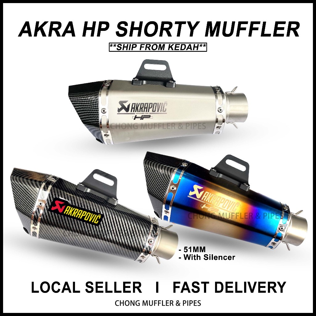 (LOCAL MY) AKRA HP SHORTY MUFFLER UNIVERSAL Exhaust R1 R6 R25 MT09 ...
