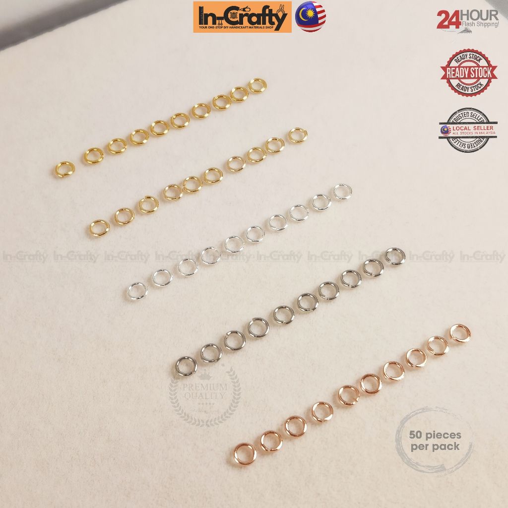 IN-CRAFTY / 50pcs / 14K S925 DIY Premium Open Jump Ring / Rolled Gold Tarnish Resistant Split ...