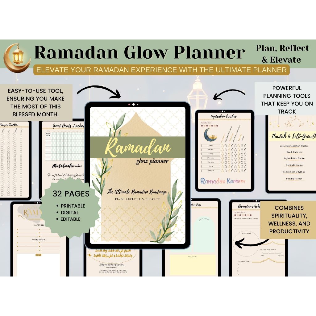 Ramadan planner pdf printable and digital hyperlink planner | Shopee ...