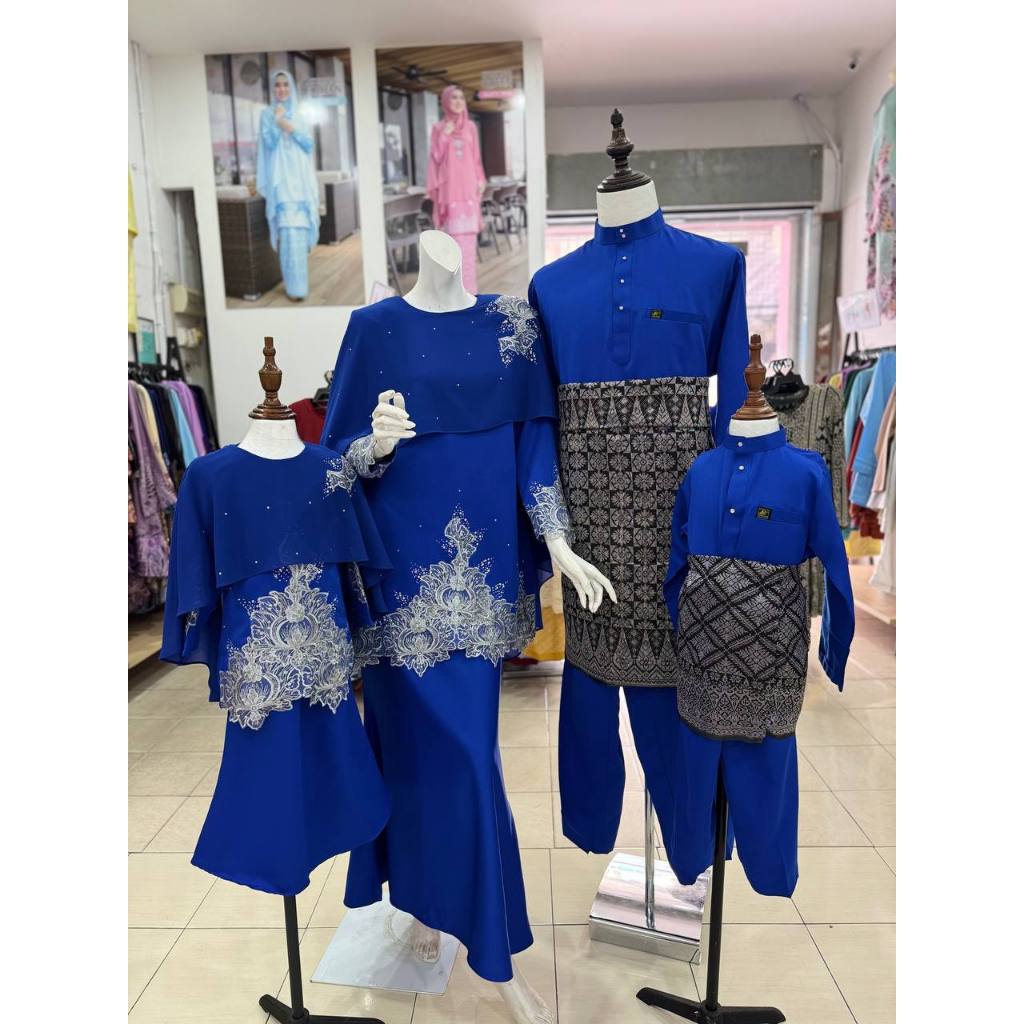 SET FAMILY NATASHA / ROYAL BLUE / NEW DESIGN RAYA /SET RAYA / BAJU RAYA ...