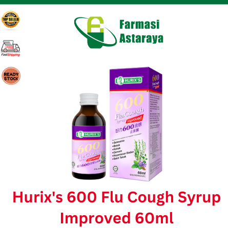 Hurix's 600 Flu Cough Syrup Improved (60ml/100ml) | Shopee Malaysia