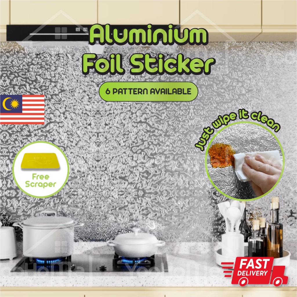 10M Aluminium Foil Kitchen Oilproof PVC Wallpaper Waterproof Cabinet ...