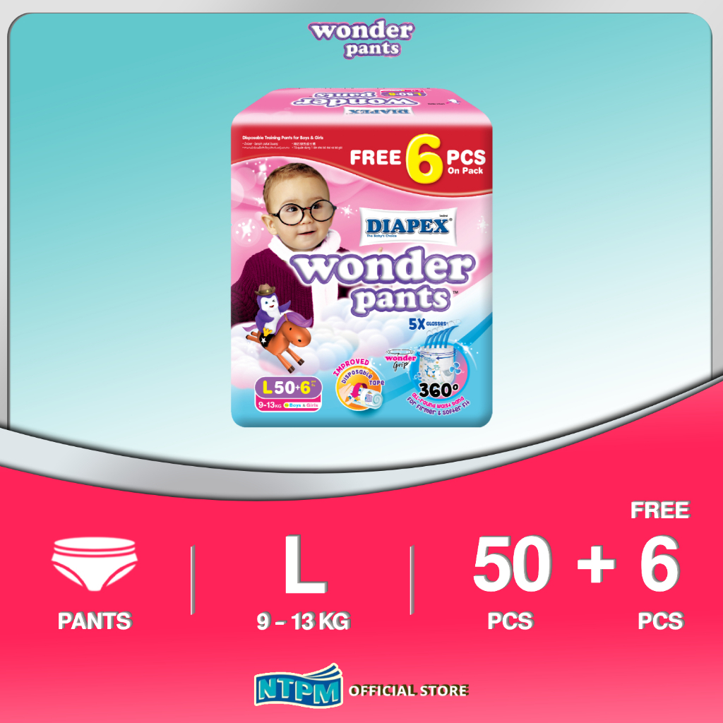 Diapex Wonder Pants L Super Jumbo (50's + 6's) | Shopee Malaysia