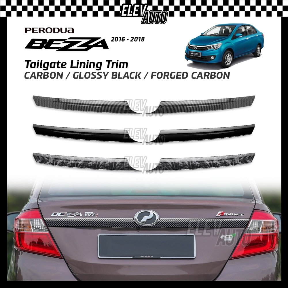 Perodua Bezza Tailgate Lining Trim Carbon Fiber Black Gearup Gear Up ...