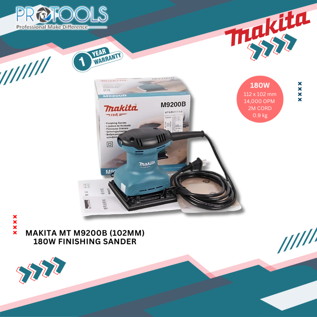 MAKITA MT M9200B CORDED FINISHING SANDER 180W | 14 SHEET | 14,000 OPM ...