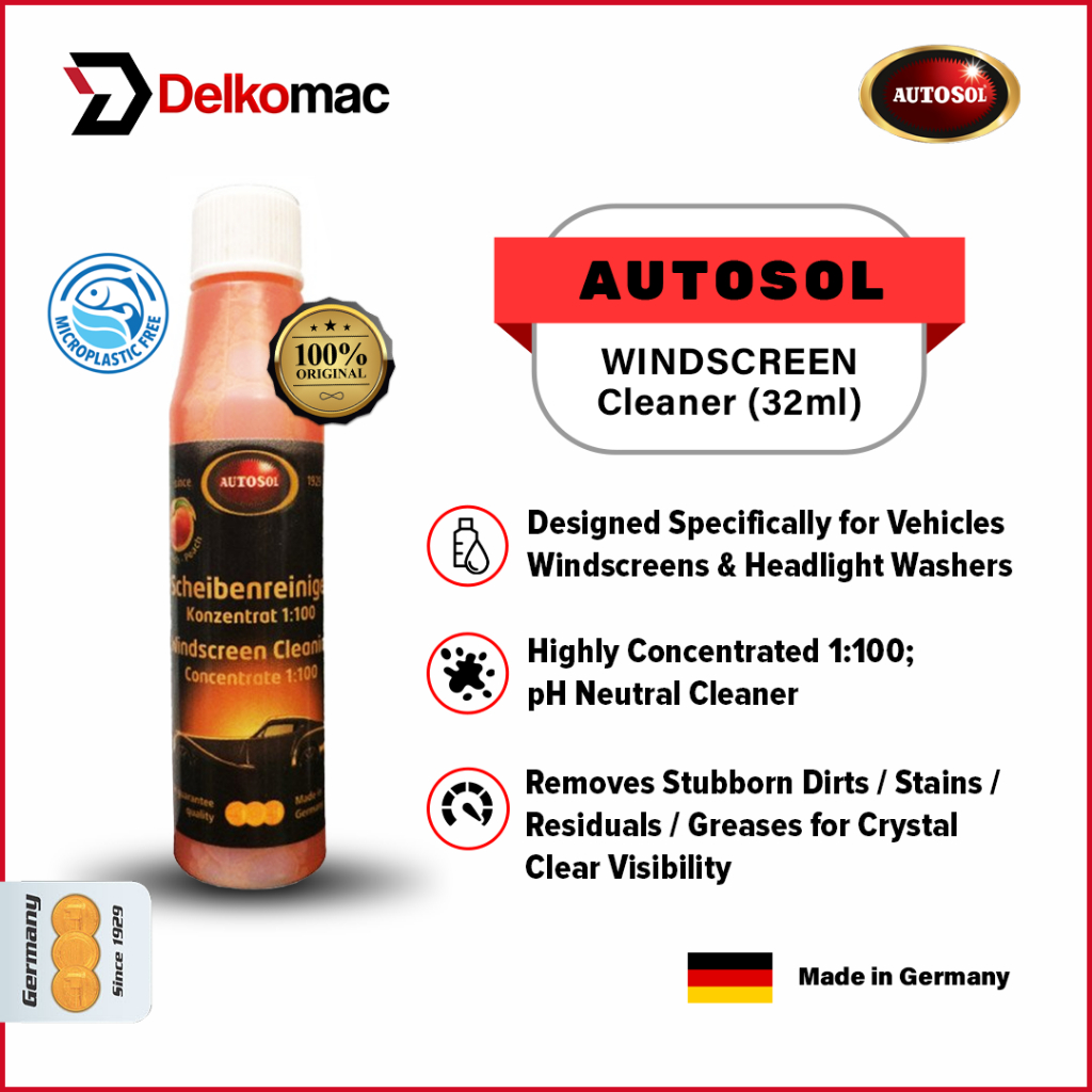 Autosol Windscreen Cleaner (Germany) - 32ml High Concentrated Removes ...