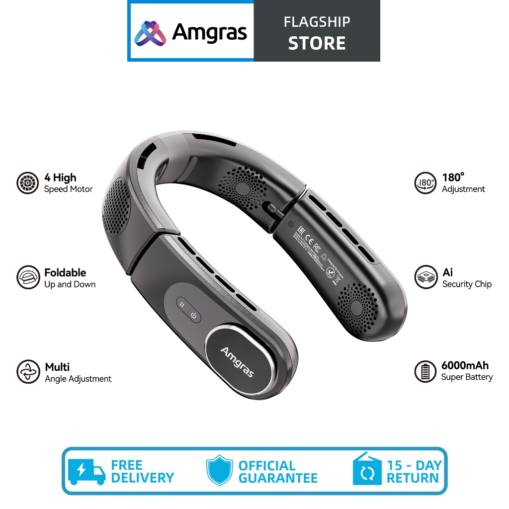 Amgras NeckFan Pro Portable Neck Fan Foldable Mini 360° Silent Fan ...