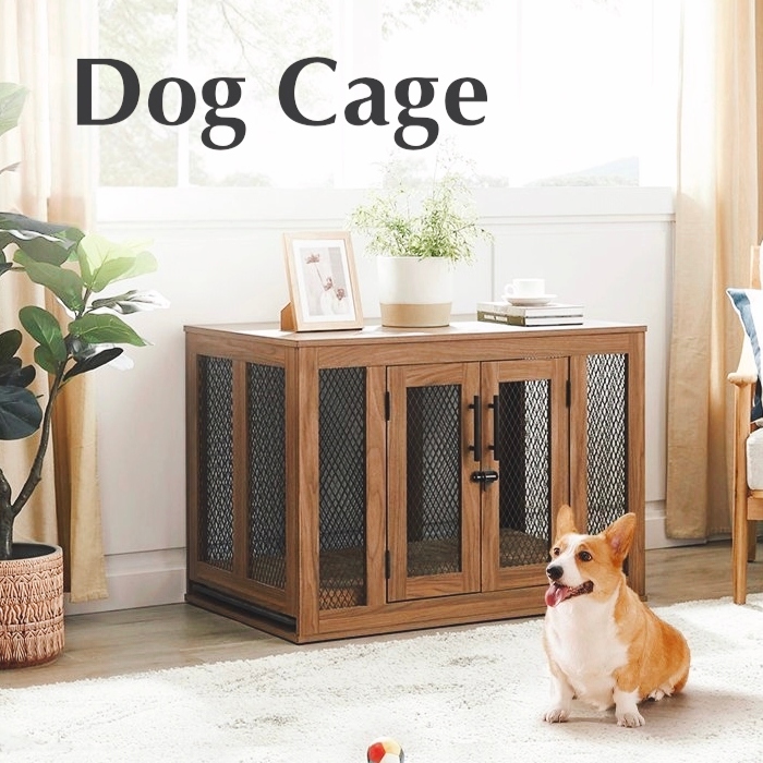 Solid Wood Dog Cage With Switch And Cushion Luxury Wooden Pet Cage ...