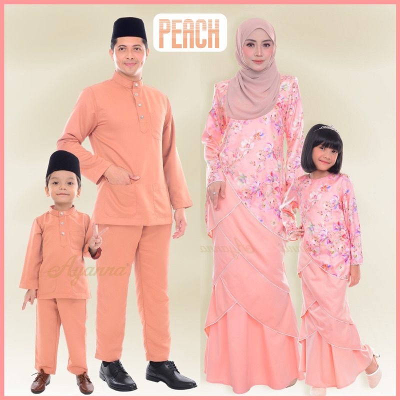 Baju Raya Sedondon Color Peach Baju Kurung, Kurta Dan Baju Melayu Raya ...