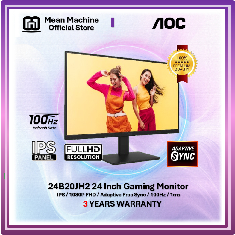 AOC 24B20JH2 23.8" IPS Adaptive Free Sync 100Hz 1ms Gaming Monitor FHD ...