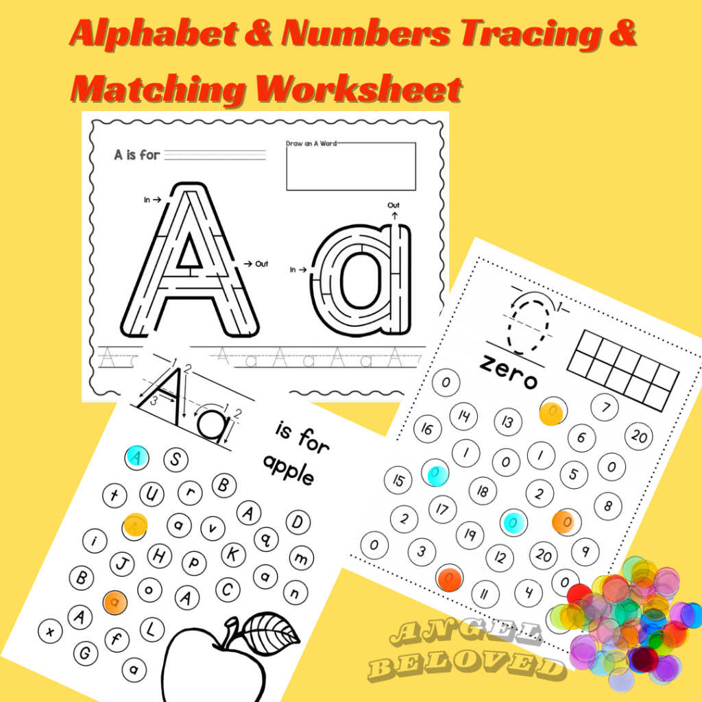 Alphabet & Numbers (0-20) Matching and Tracing Worksheet Montessori ...