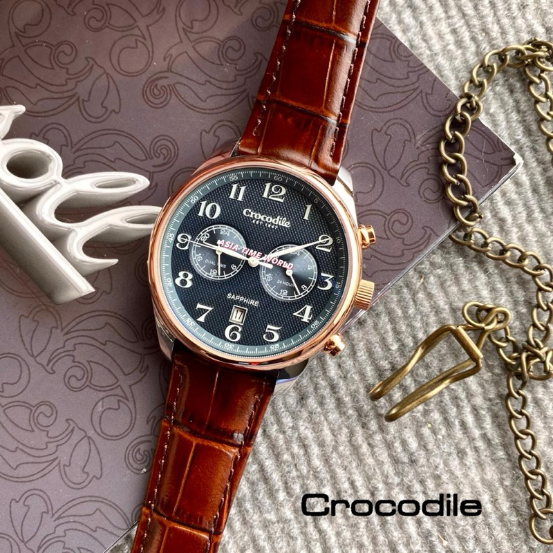 [Original] Crocodile CR7355.156M Dual Time Sapphire Men's Watch with ...
