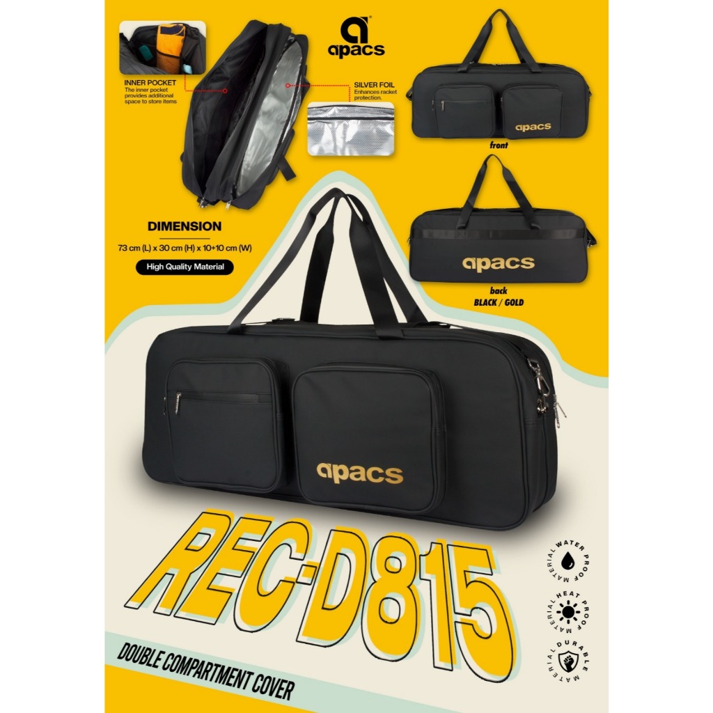 Apacs Badminton Tournament Bag REC-D815 XL / Beg Badminton Apacs REC ...