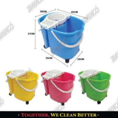 Rayaco Plastic Double Mop Bucket With Wheel 20Liter | Mop Pail With ...