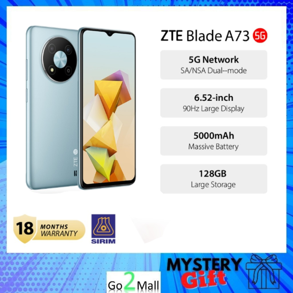 ZTE Blade A73 5G 12(6+6)GB+128GB Smartphone 6.52" HD+ 90Hz Large ...