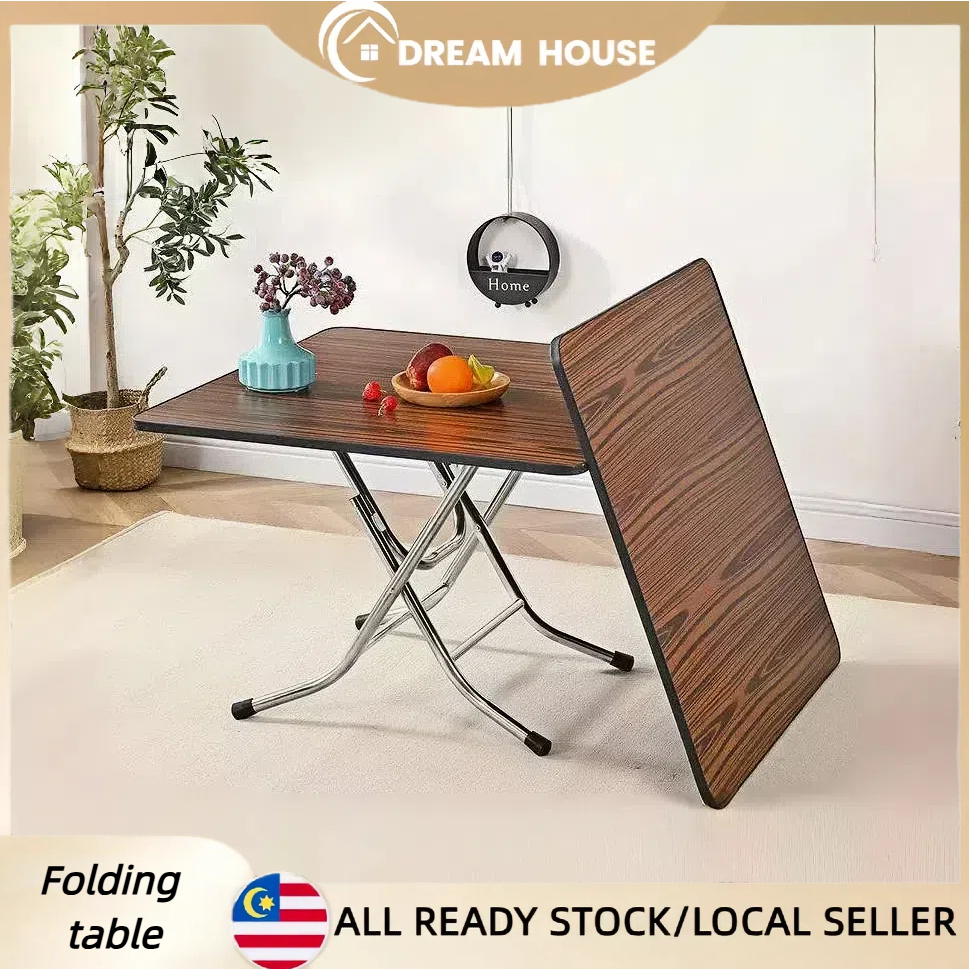 Folding Table Home Eating Computer Dining Desk Meja Lipat Kayu Makan ...