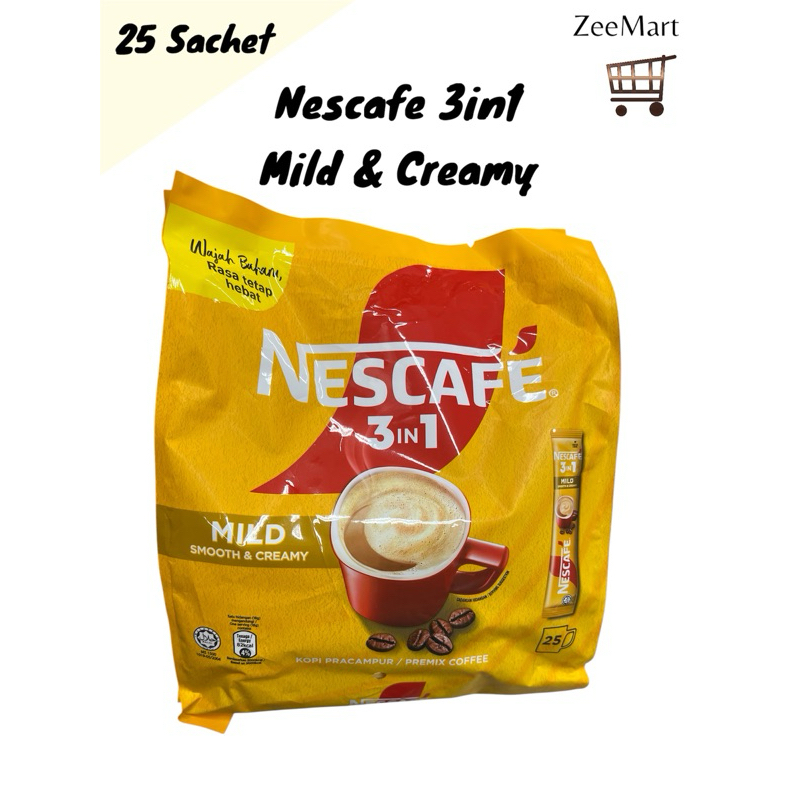Nescafe 3in1 Mild (Smooth and Creamy) Instant 25 Sachet | Shopee Malaysia