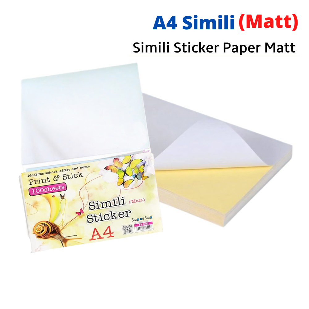 A4 Simili Matt Label Sticker Paper, 100 Sheets Printable Self Adhesive ...
