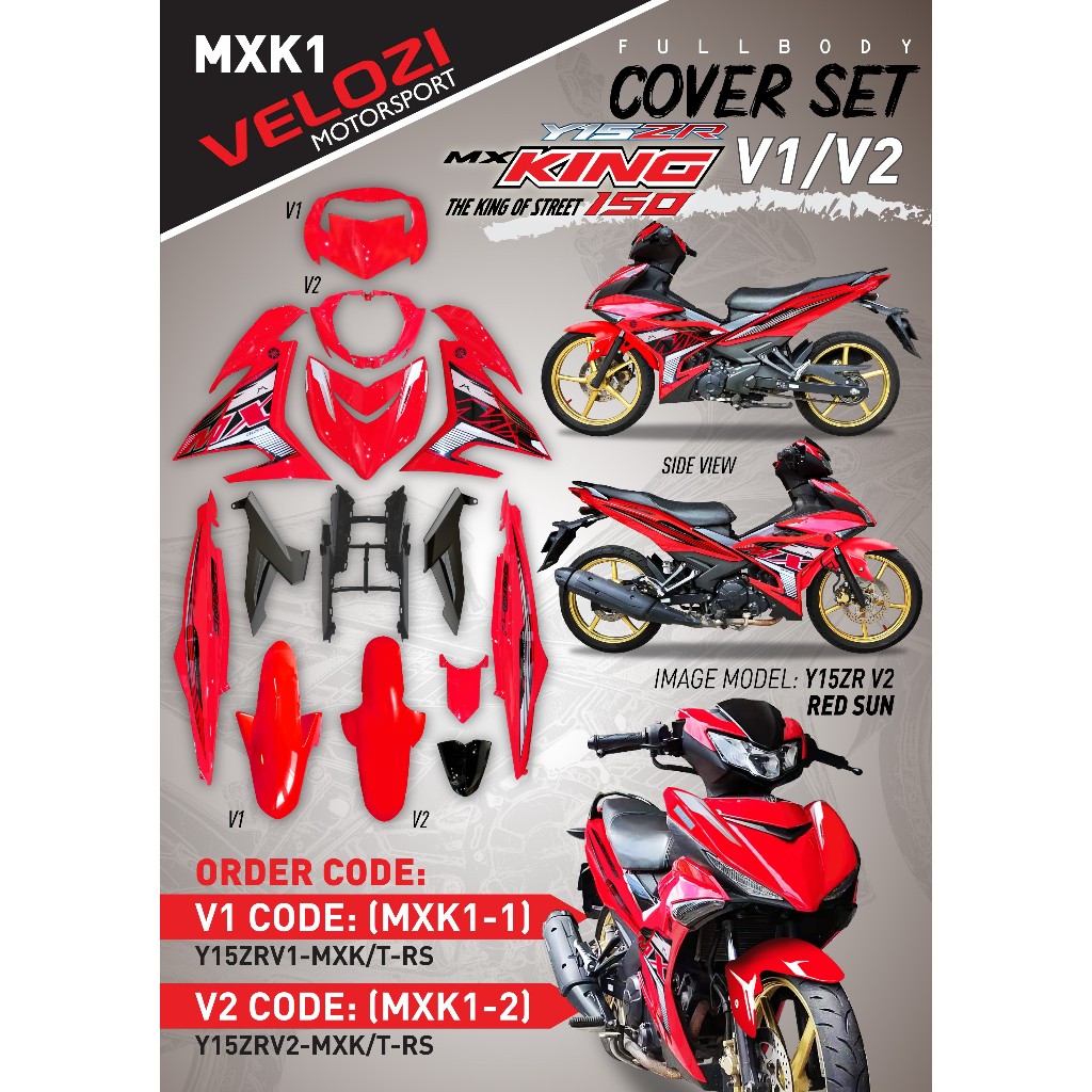 YAMAHA Y15 V1 /Y15 V2 BODY COVER SET VELOZI MX KING KING OF STREET ...
